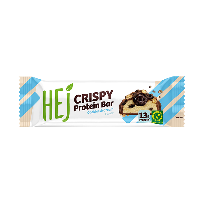 HEJ Crispy Protein Bar - Cookies & Cream - Protein Bar - 45g - 13g ...