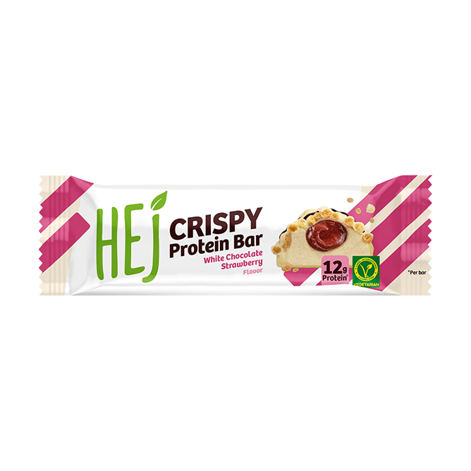HEJ Crispy Protein Bar - White Chocolate Strawberry - Protein Bar - 45g ...